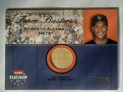 2002 Fleer Platinum Baseball Roberto Alomar Fence Busters Game Used Bat ...