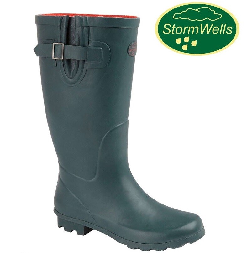 Stormwells Ladies V Gusset Stylish Wide Leg Wellington Boots Wellies ...