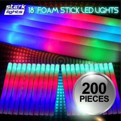 200 PCS Light Up Foam Sticks LED Wands Rally Rave Batons DJ Flashing ...