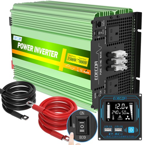 EDECOA Power Inverter 12V to 240V Pure Sine Wave inverter 3500W with ...