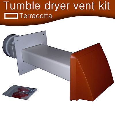 Rectangular rigid through wall tumble dryer vent kit with cowl in ...