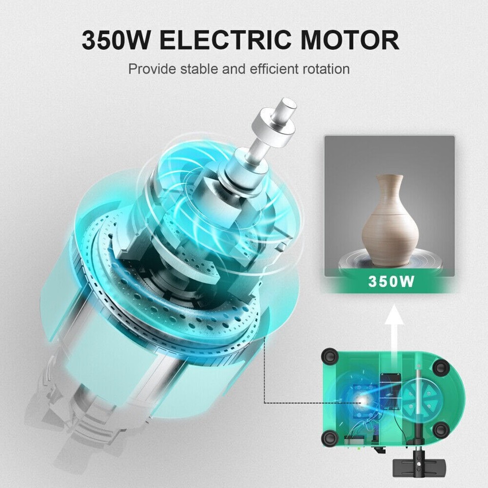 350W Brushless Electric Pottery Wheel Ceramic Machine Potter Art Clay ...