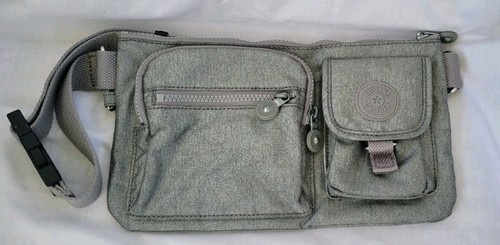 Kipling Waist Bag Fanny Pack Belt Pouch Gray Metallic Travel Hiking ...