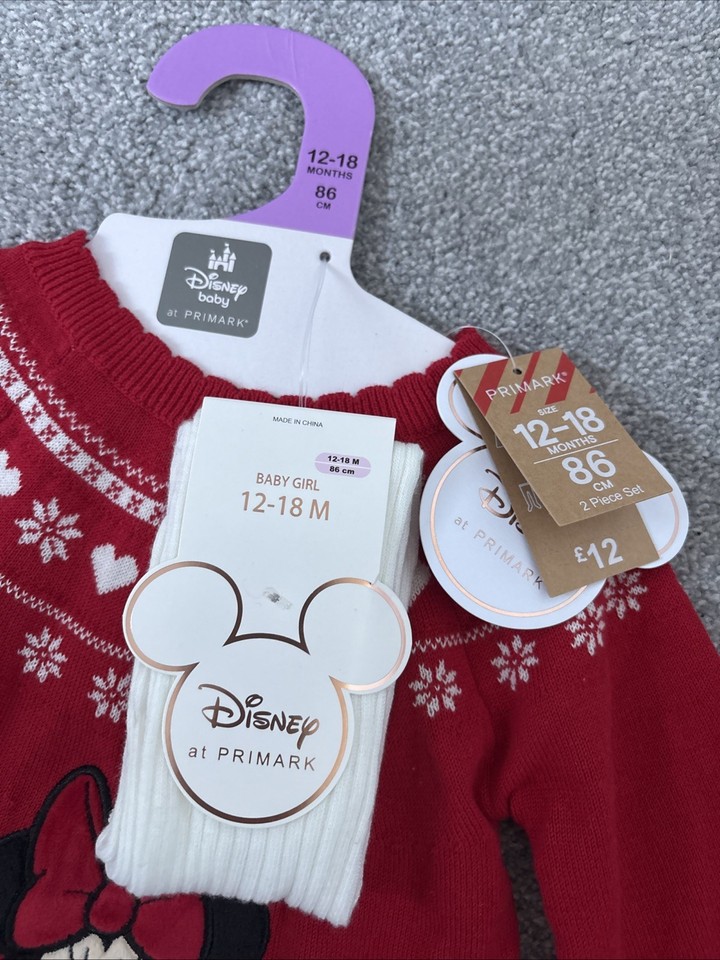 PRIMARK DISNEY BABY 12-18 Months Red Knitted Mini Mouse Dress With ...