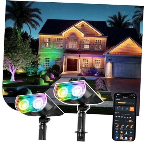 Smart Solar Spot Lights Outdoor SL5C, Solar Spotlight 2 pack Multicolor ...