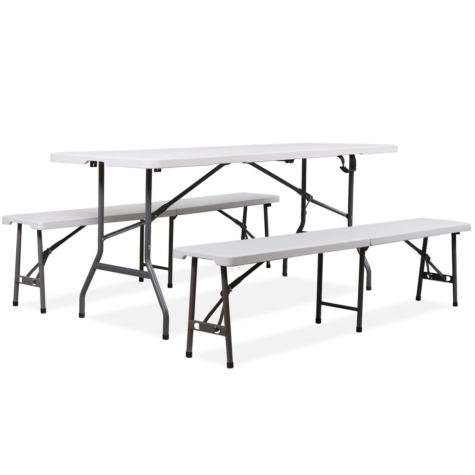 Folding Table Set w/2 Benches 6FT Camping Picnic Table Set Outdoor ...