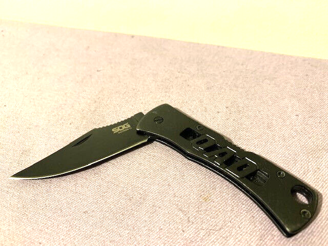 SOG Micron II QAD Tanto Lockback All Metal Black Folding Pocket Knife ...