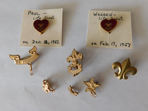 Boy Scouts Life Rank Pins Be Prepared B.S. of A. Pat 1911 BSA lot of 8 ...