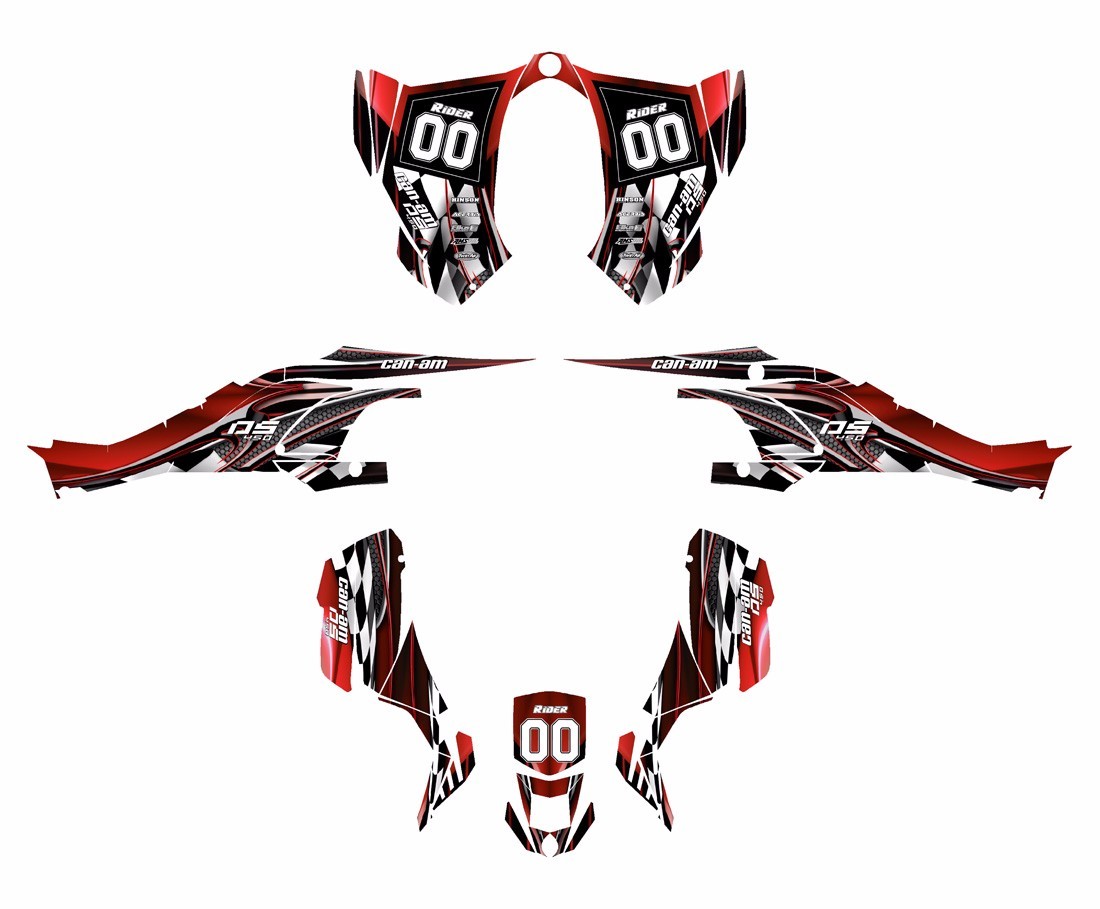 CAN AM DS 450 graphics ds450 sticker kit 2500 Red Fast Free Custom ...