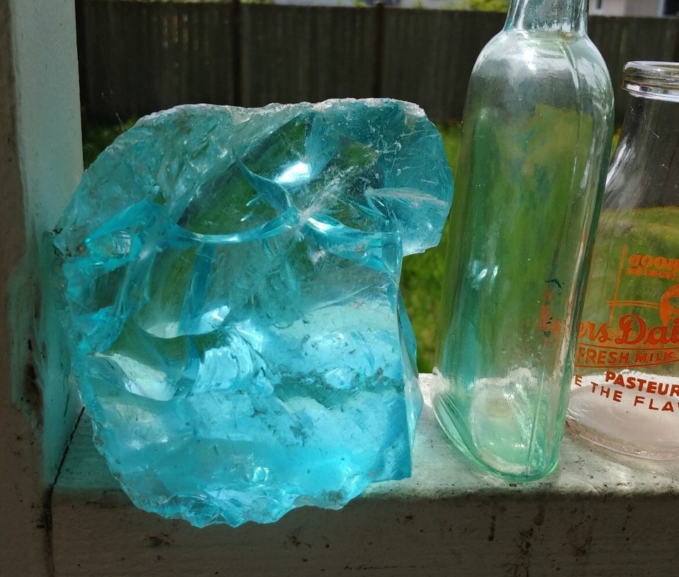 Glass Rock Slag Stunning Bright Aqua Blue W/ Swirls 5 lbs Each, 2pcs ...