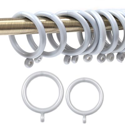 SILVER/GREY PLASTIC CURTAIN ROD RING PACKS SMALL-LARGE Loop Rod Pole ...