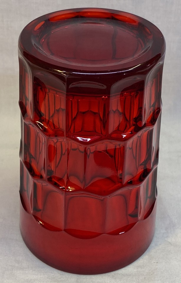Art Glass Ruby Red Thumbprint Glass / Tumbler | eBay