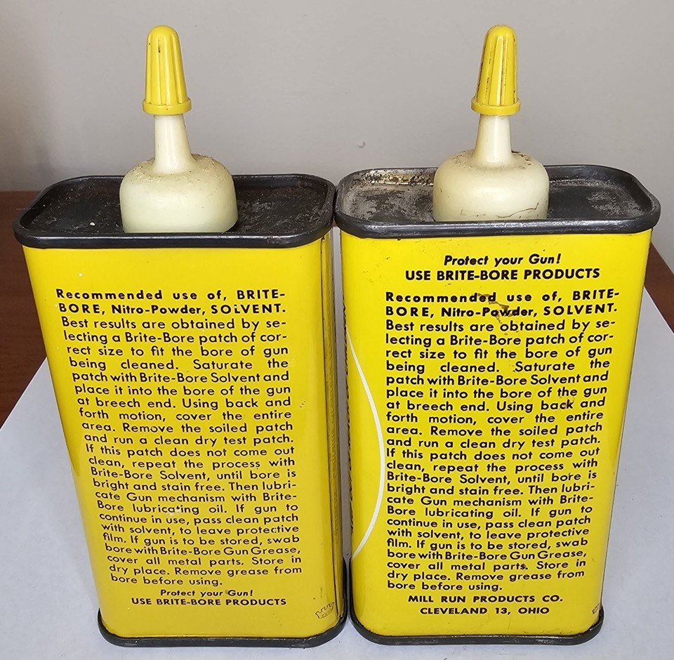 Vintage Brite Bore Gun Oil Bore Cleaner Tin Can pair empty powder ...