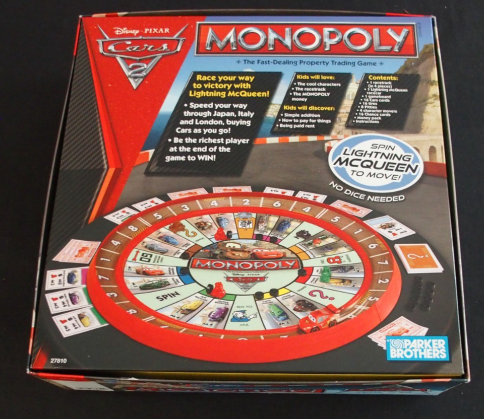 Disney Cars 2 Monopoly Game NEW OPENED Lightning McQueen Racetrack ages ...