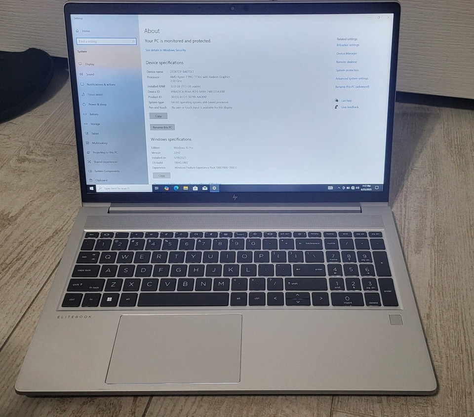 HP EliteBook 655 G10 Laptop Ryzen 7 Pro 7730u 512GB SSD 32GB 15.6" W10P ...