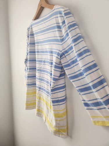 Sz M Talbots Stripe Cotton Jersey Knit Top Shirt Spring Colors 3/4 ...