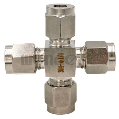 Fit 1/4" Tube 304 Stainless Steel Cross 4 Way Compression Fitting ...