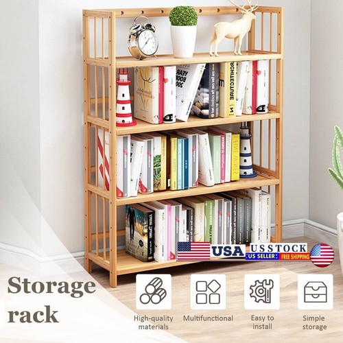 4-Tier Simple Bookcase Multi-Function Storage Shelves Reusable for Home ...