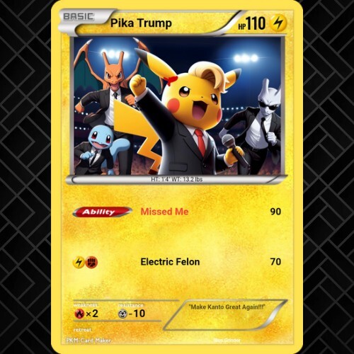 Pokémon America - Pikachu x Donald Trump - Custom Pokemon Card | eBay