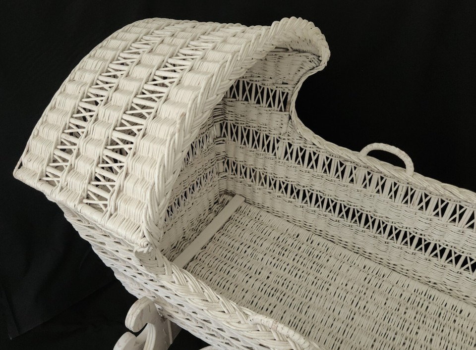 Wicker Baby BED, Cradle on Frame, Crib, Bassinet, Bar Harbor, X Panels ...