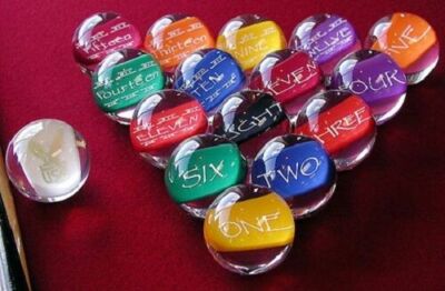 Hobbit Style Clear Pool Balls Gold Print Clear 2-1/4 in. Billiard Balls ...