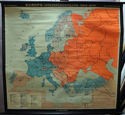 Vintage Mural Rollable Map Europe Integration Policy 1945-1975 Wall ...