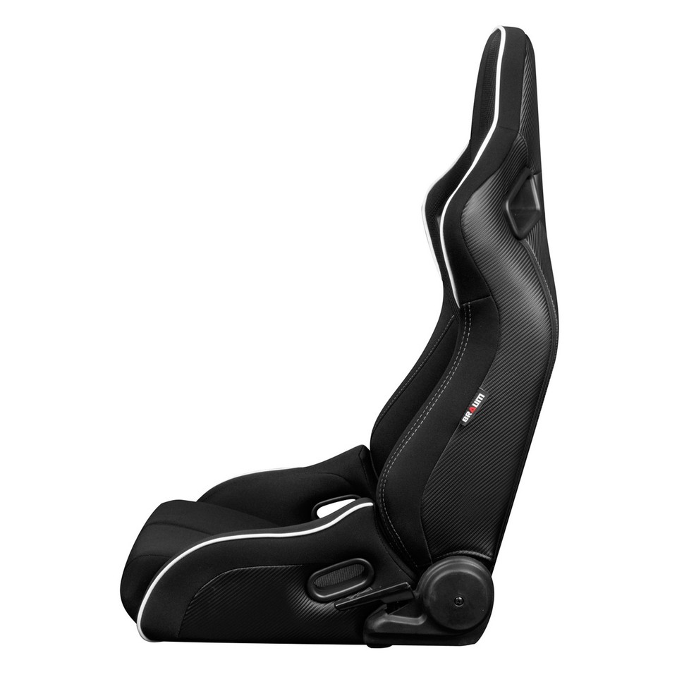 BRAUM Black Cloth ELITE-R Racing Seats w/ Grey Stitches & White Piping ...