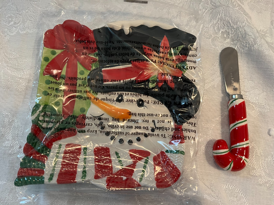 Fitz & Floyd Top Hat Frosty the Snowman Snack Plate and Spreader, New ...