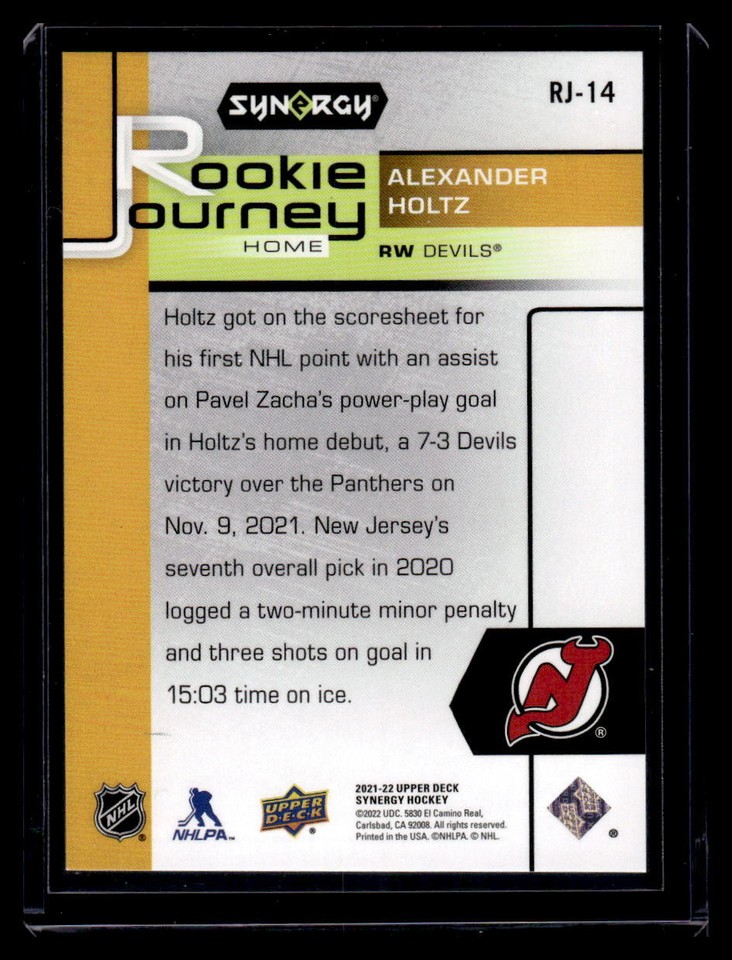 2021 UD Synergy Rookie Journey Home /799 Alexander Holtz #RJ-14 | eBay