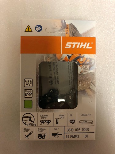 Stihl 14" Chainsaw chain 61PMM3 50, 3610 005 0050, 3/8 Picco .043" new ...