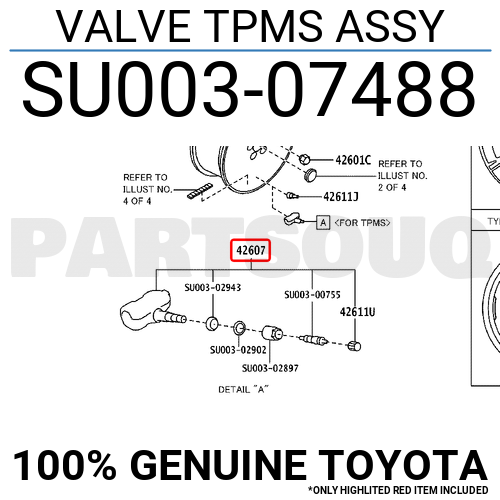 SU00307488 Genuine Toyota VALVE TPMS ASSY SU003-07488 | eBay