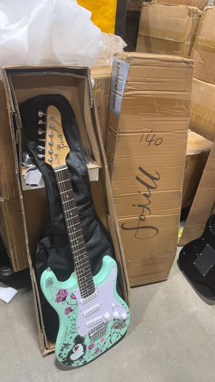 Open Box 6-String Electric Guitar In Green Flower Inlays T-140 | eBay
