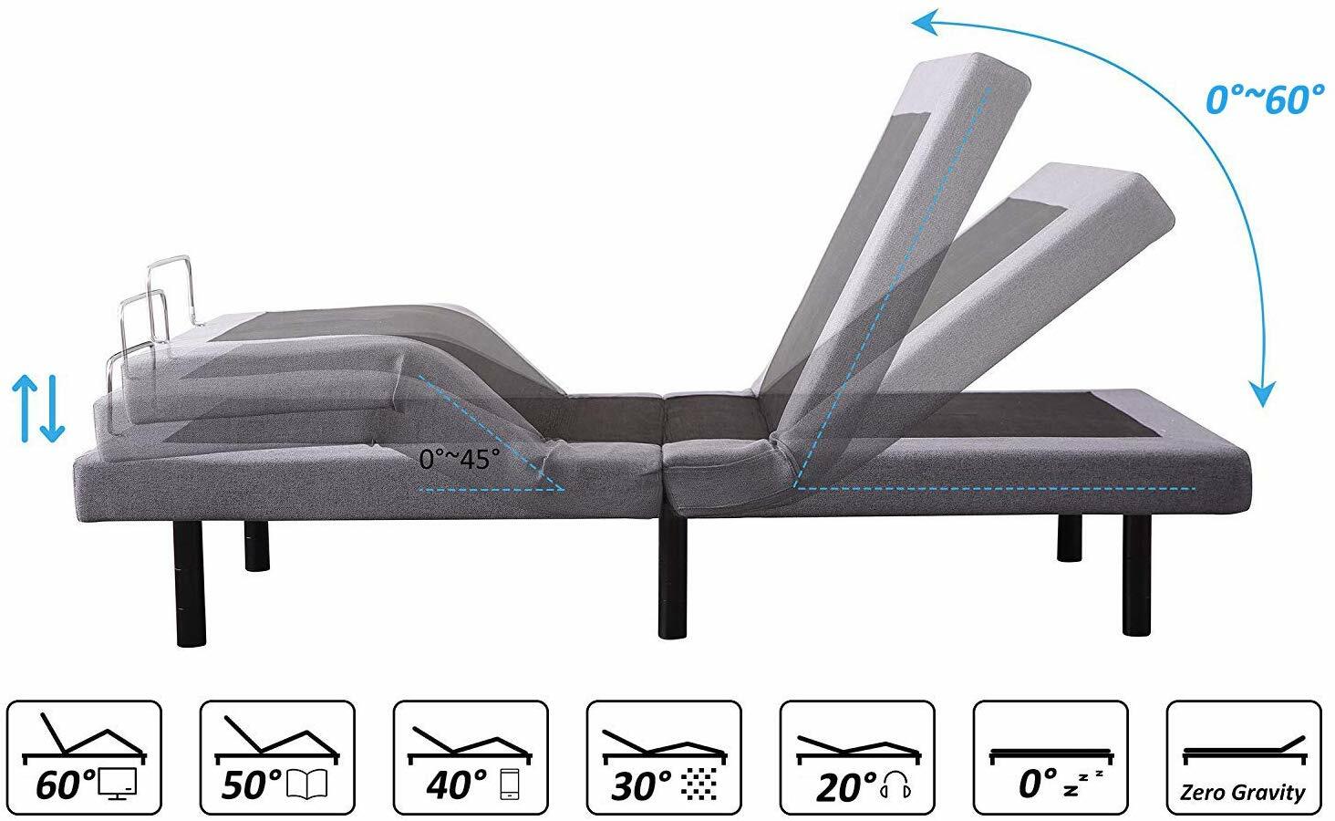 SOLACE SLEEP Adjustable Bed Base -German brand OKIN motors,Massage,Zero ...
