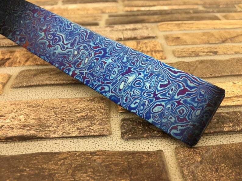 Titanium Damascus billet 14" x 2" x .2" - Timascus billet - Mokuti flat ...