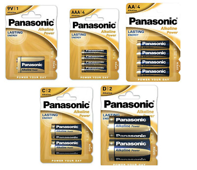 Panasonic Alkaline Power Batteries Lasting Energy 9V PP3 AAA AA C D ...