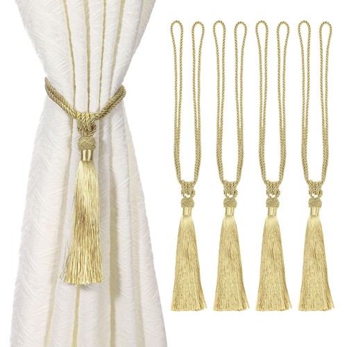 4 Pack Handmade Elegant Curtain Tiebacks with Tassel, Gold Tone | eBay