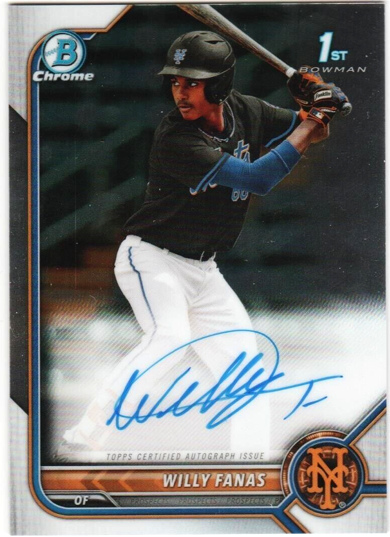 WILLY FANAS AUTO 2022 BOWMAN CHROME PROSPECT AUTOGRAPH 1ST CARD METS ...