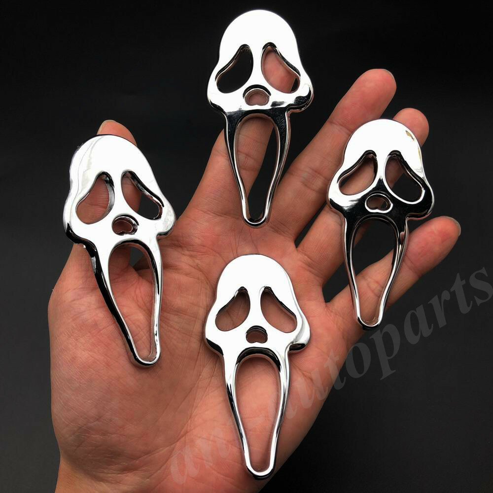4x Chrome Metal Skull Skeleton Ghost Car Trunk Rear Emblem Badge Decal ...