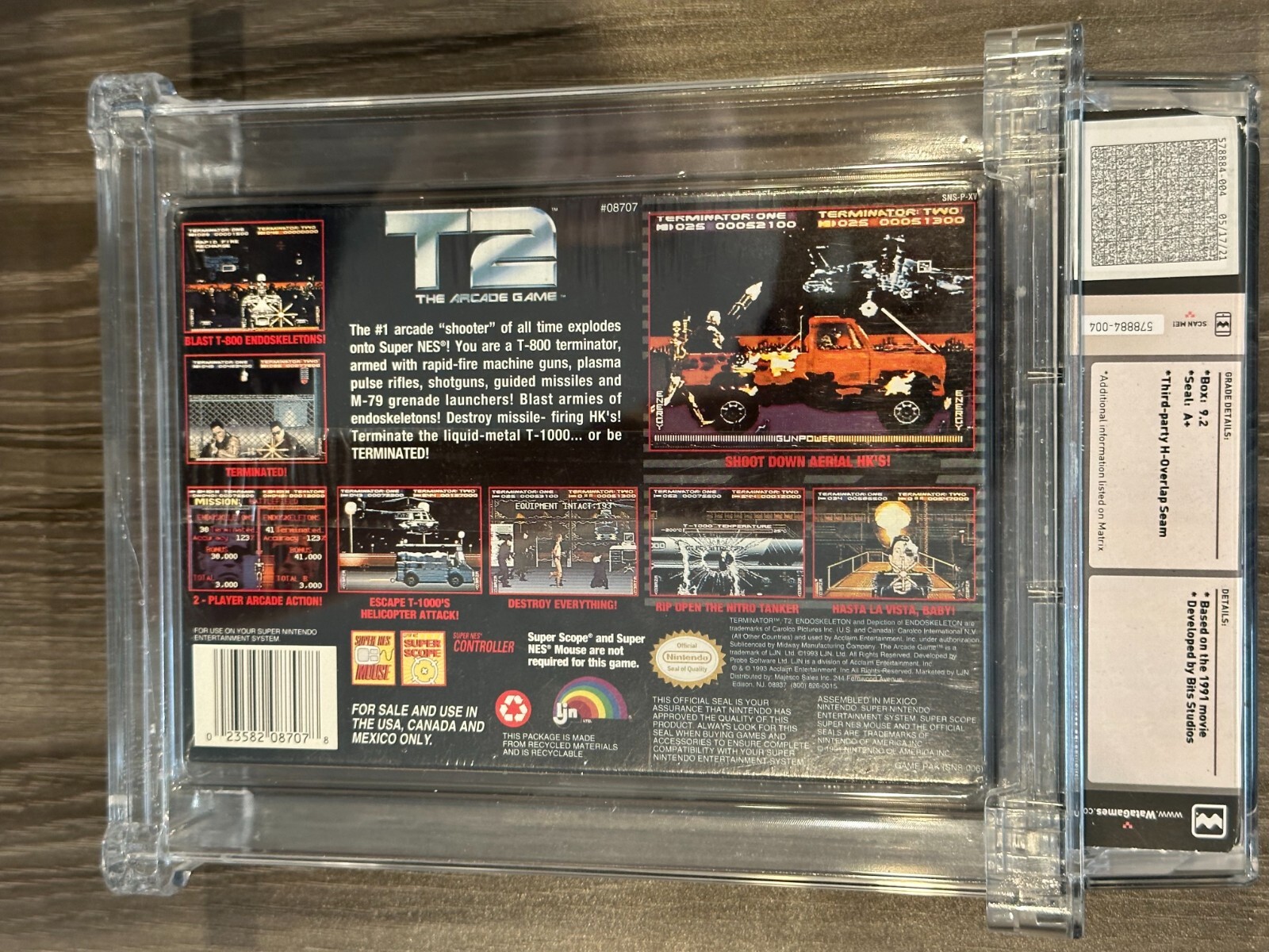 T2 Terminator 2 The Arcade Game Nintendo SNES New Sealed GRADED WATA 9. ...