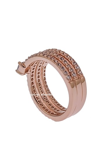 NEW 100% Authentic PANDORA Rose Gold Pave Sparkle Triple Spiral Ring ...