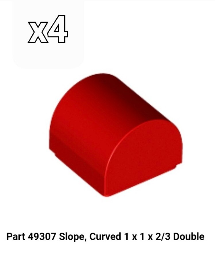 NEW LEGO x4 49307 RED Brick Modified Brick 1x1x1/2 Curved Top Rounded ...