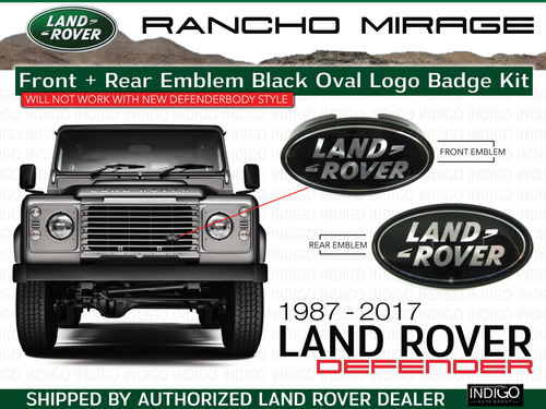 1987-2017 Land Rover Defender Front + Rear Emblem Black Oval Logo Badge ...