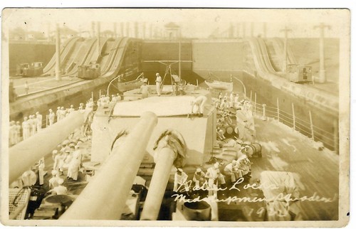Canal Zone Panama 1922 USNA Midn Cruise battleship Gatun lock real pic ...