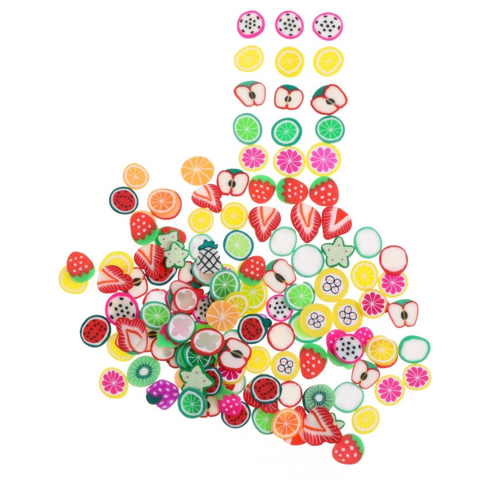 4 Packs Nail Charms Bulk Mix Polymer Clay Slices for Nails Fruit Decals ...