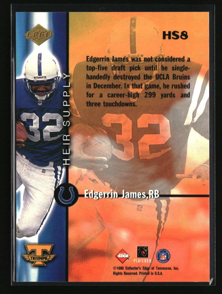 Edgerrin James 1999 Collector's Edge Triumph #HS8 Heir Supply | eBay