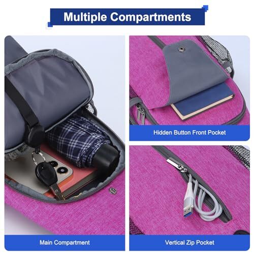 Sling Backpack with RFID Blocking and Phone Holder on Strap for Men ...