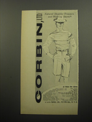 1957 Corbin Fashion Advertisement - Natural Shoulder Trousers and ...