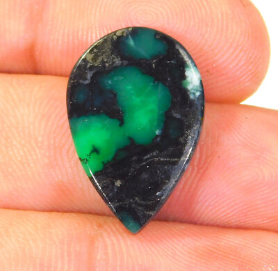 Natural Black Bridge Variscite Shape Pear Cabochon Loose Gemstone 7.60 ...