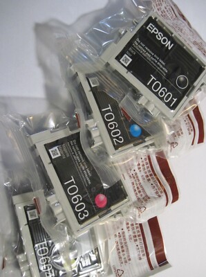 4 NEW GENUINE Epson T60 60 T0601 T0602 T0603 T0604 Ink Set T060120-BCS ...