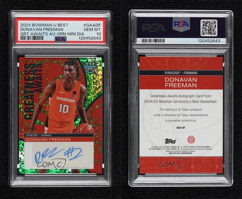 2024 Bowman U Best Green Mini-Diamond Refractor 50/99 Donavan Freeman ...